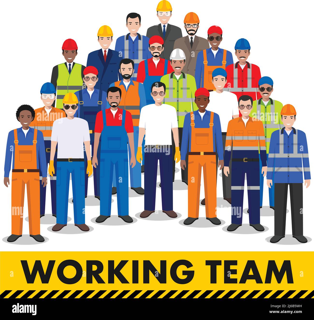 Group of working people isolated on white background. Set of diverse ...