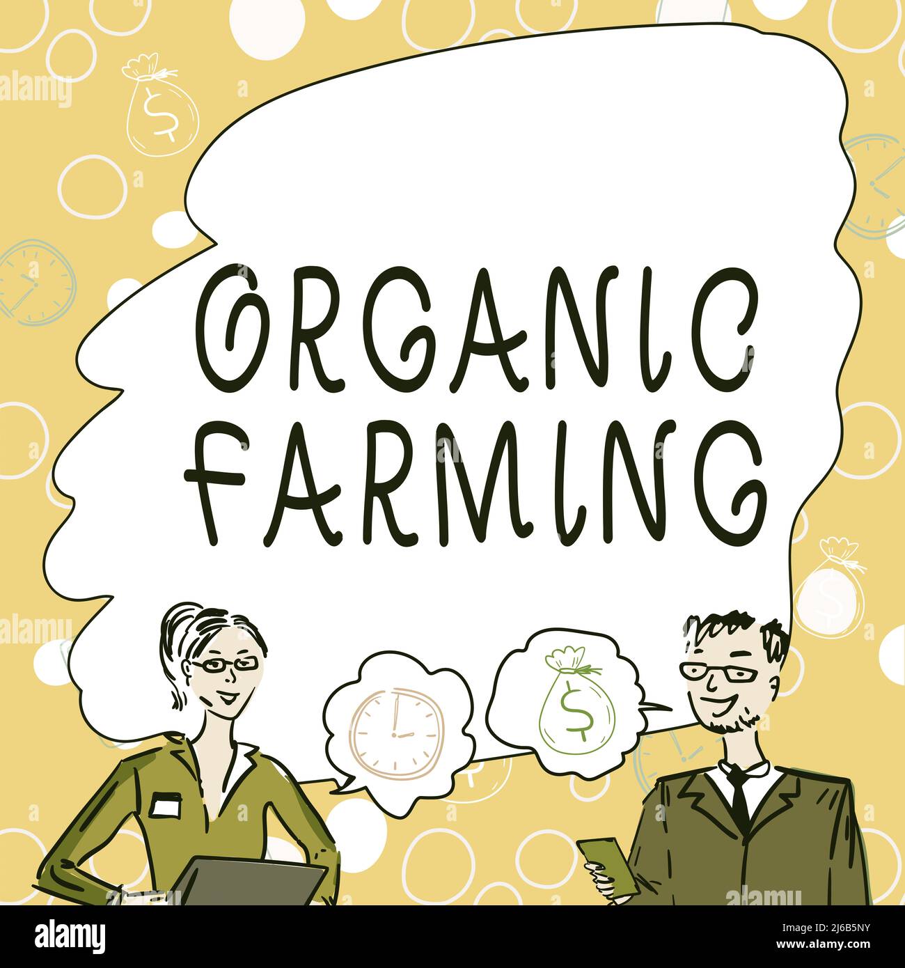 Hand writing sign Organic Farming. Business overview an integrated ...