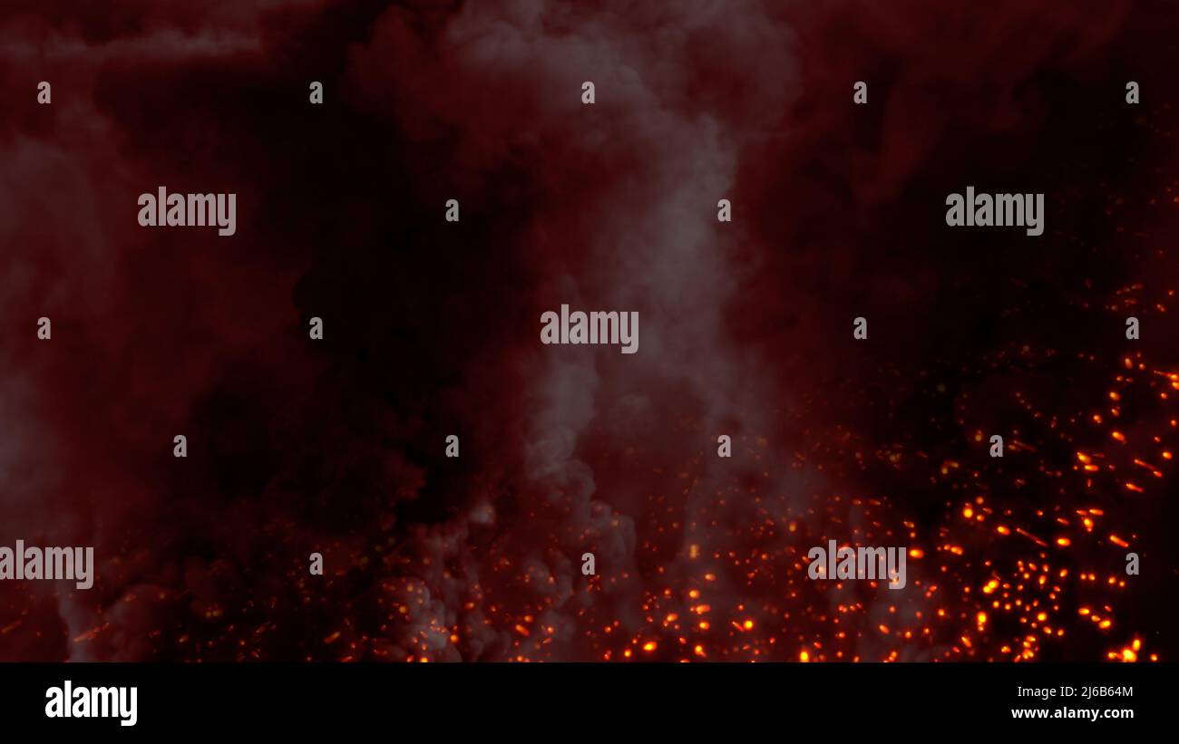 Dark war or battle actions bg with smoke sparks and fire - abstract 3D ...
