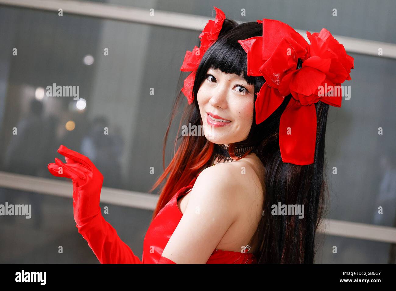April 29, 2022, Chiba, Japan: A cosplayer poses for a photograph during ...