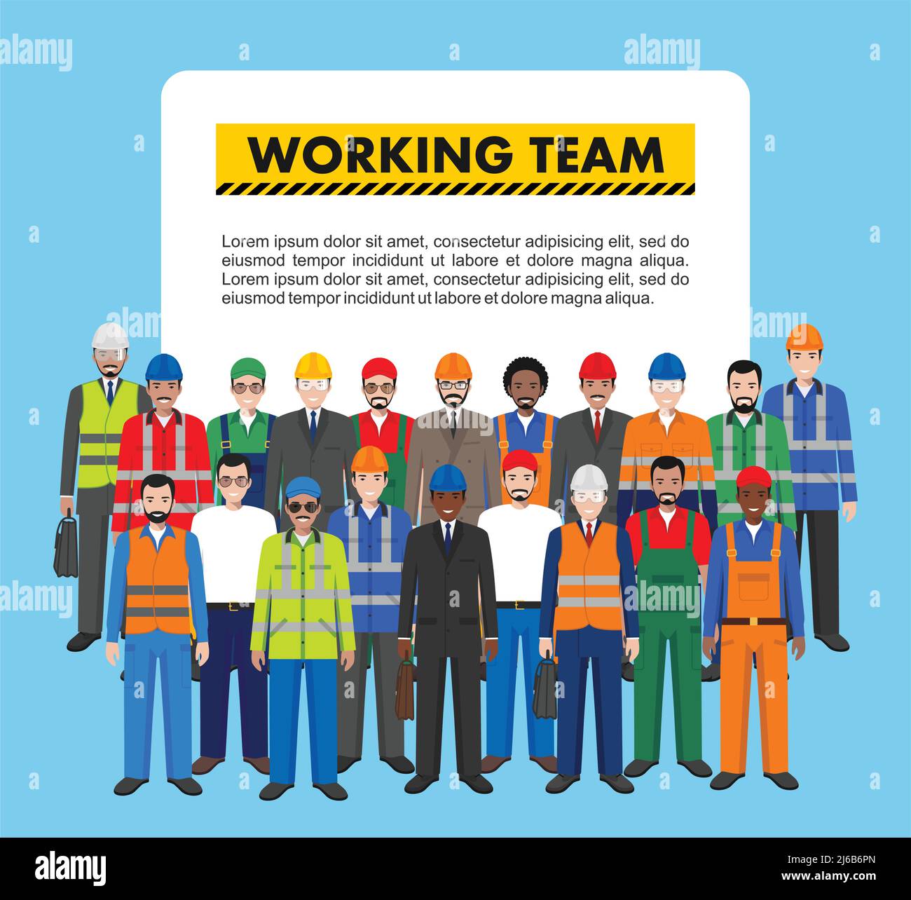 Group of working people isolated on white background. Set of diverse ...