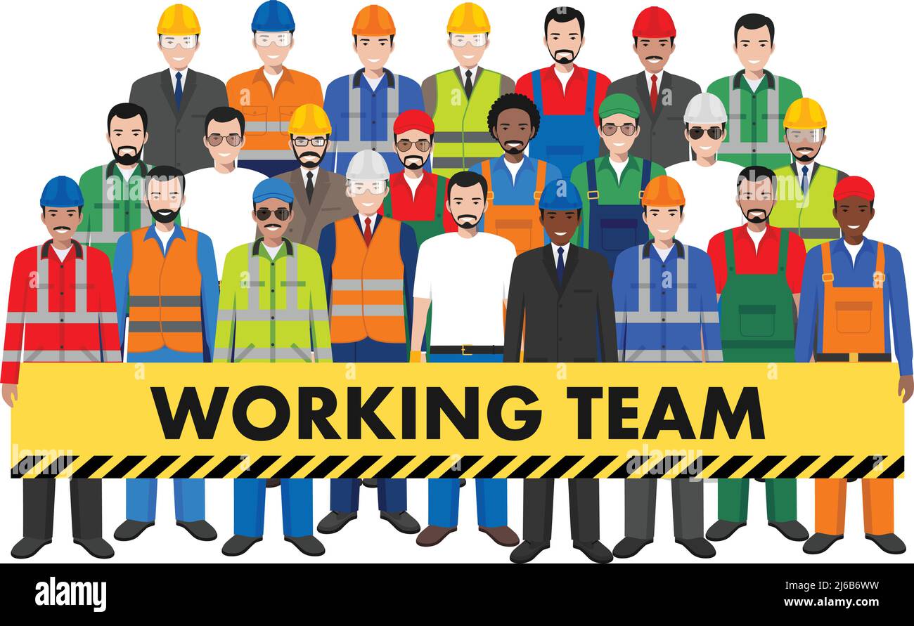 Group of working people isolated on white background. Set of diverse ...