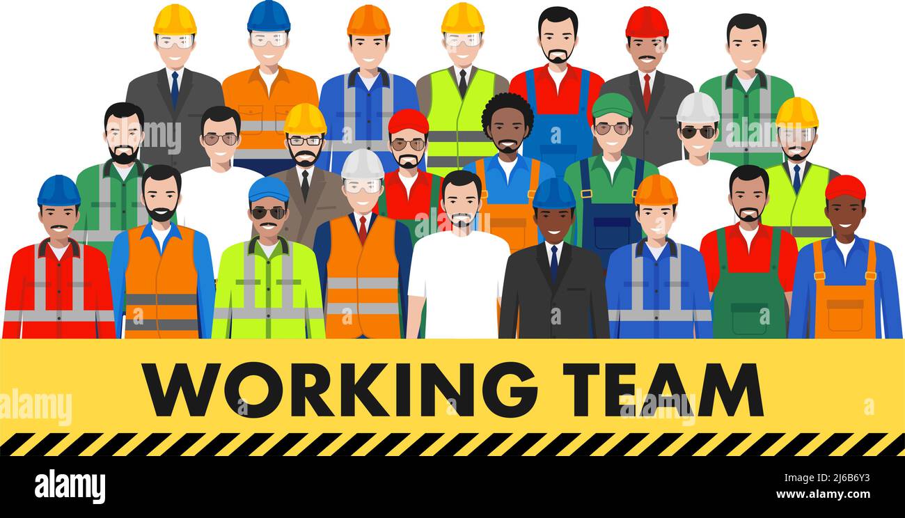 Group of working people isolated on white background. Set of diverse ...