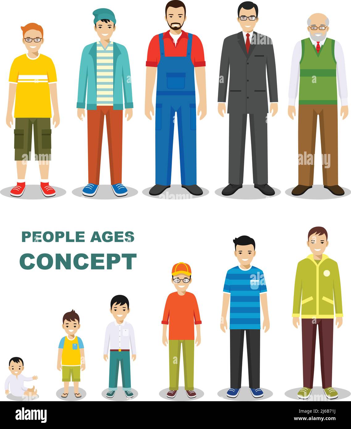 All age group of man family. Generations man. Stages of development ...