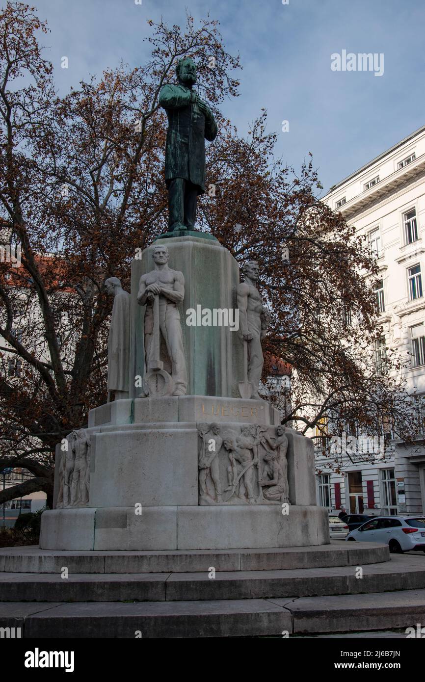 Statue of Karl Lueger, Vienna, Austria. Lueger was leader and founder ...