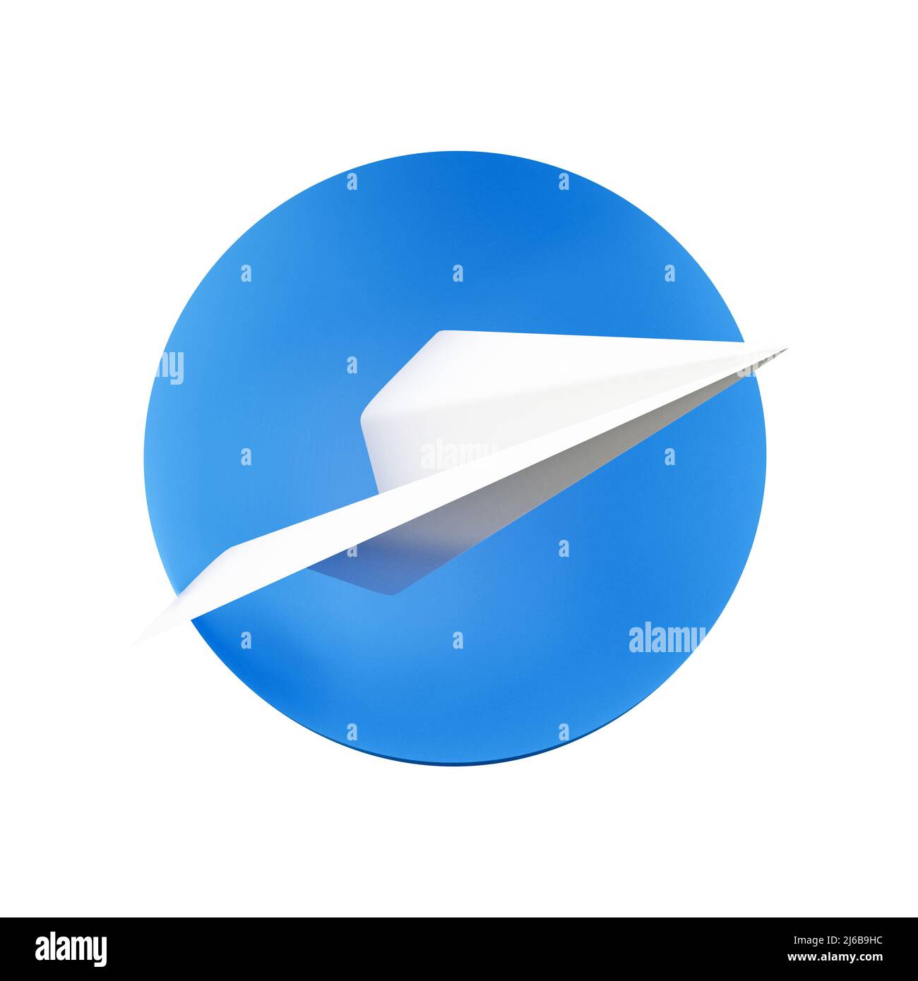 3d render white paper airplane flying with on blue background. 3d ...