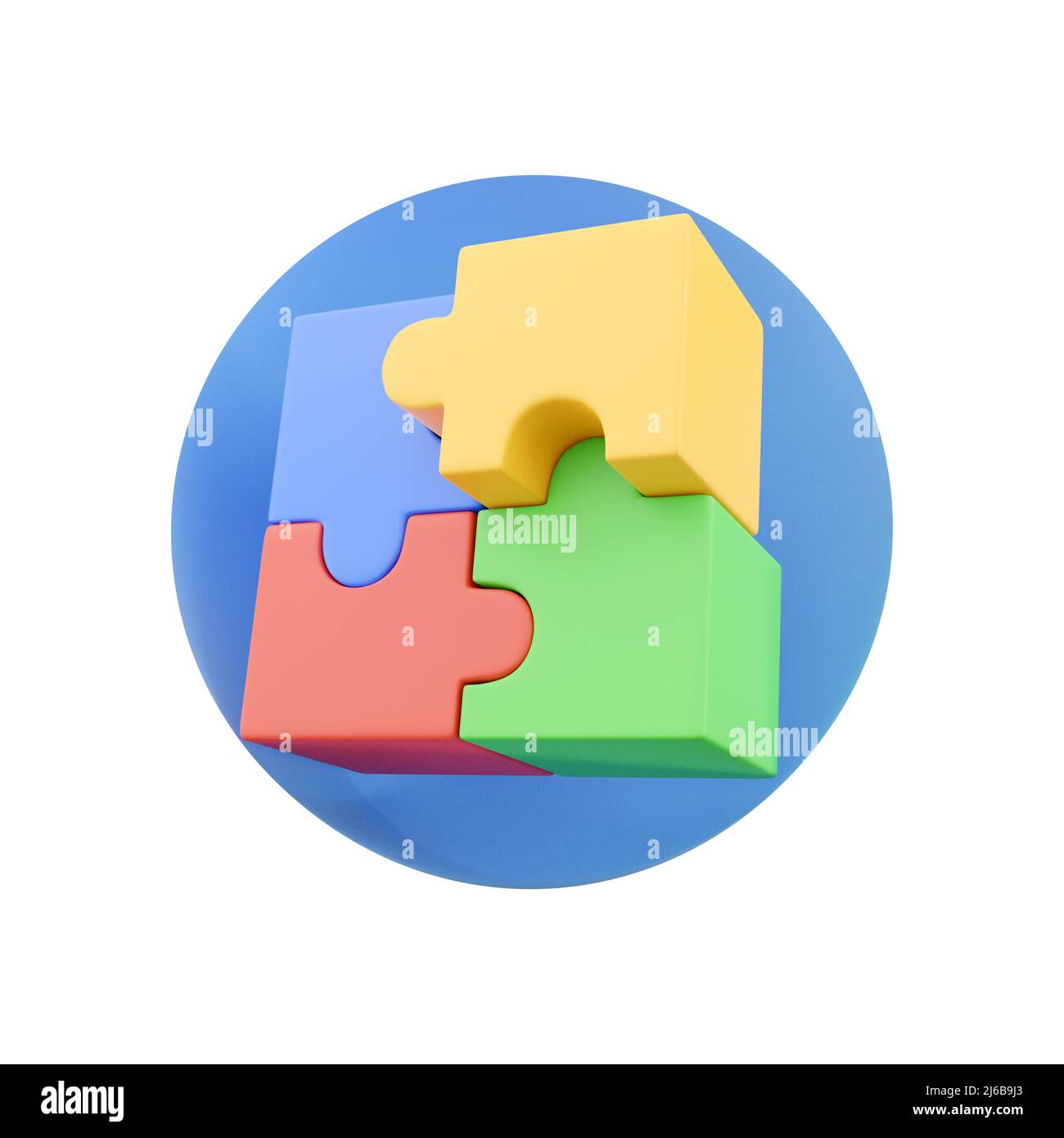 3d render puzzle icon, four color puzzle piece, isolated background, 3d ...