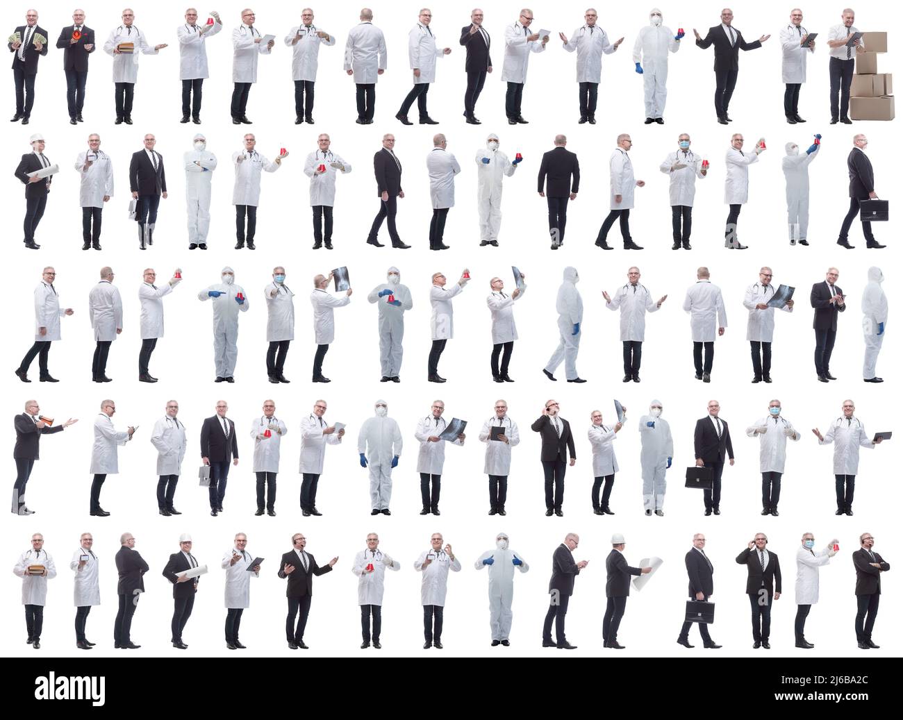 collage of a man in full growth displaying many professions and ...