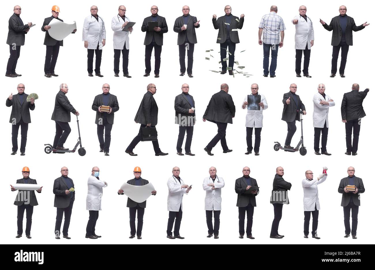 collage of a man in full growth displaying many professions and ...