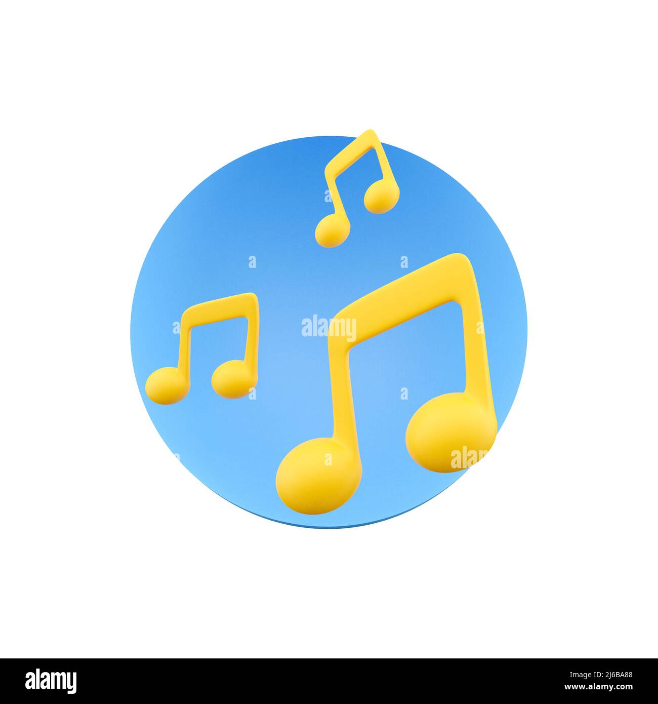 3d render illustration of yellow music note isolated on white ...