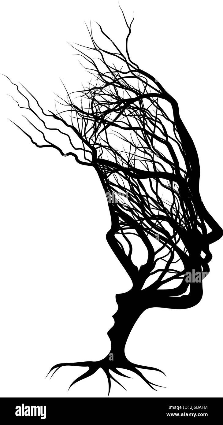 Optical Illusion Tree Man Woman Couple Faces Stock Vector Image & Art ...