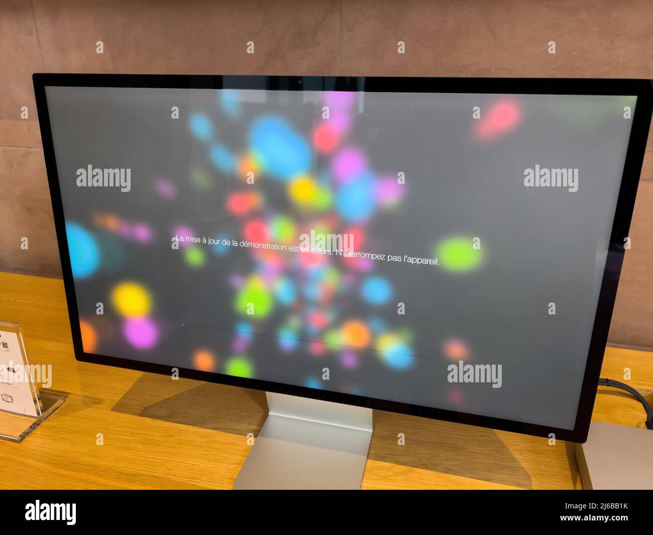 Paris, France - Mar 18, 2022: Installation of the demonstration demo ...