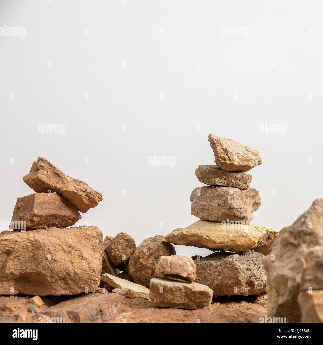 Pile of small rocks or pebbles are a sign of religious people to show ...