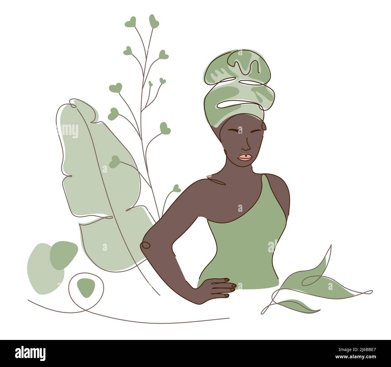 African beauty female outline body silhouette in traditional hat, hair ...