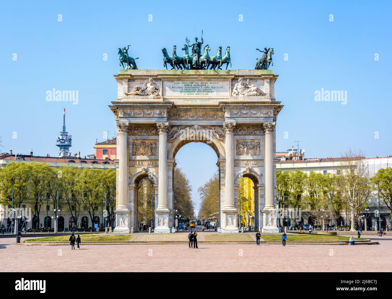 Front view of the Arco della Pace (Arch of Peace), a neoclassical ...