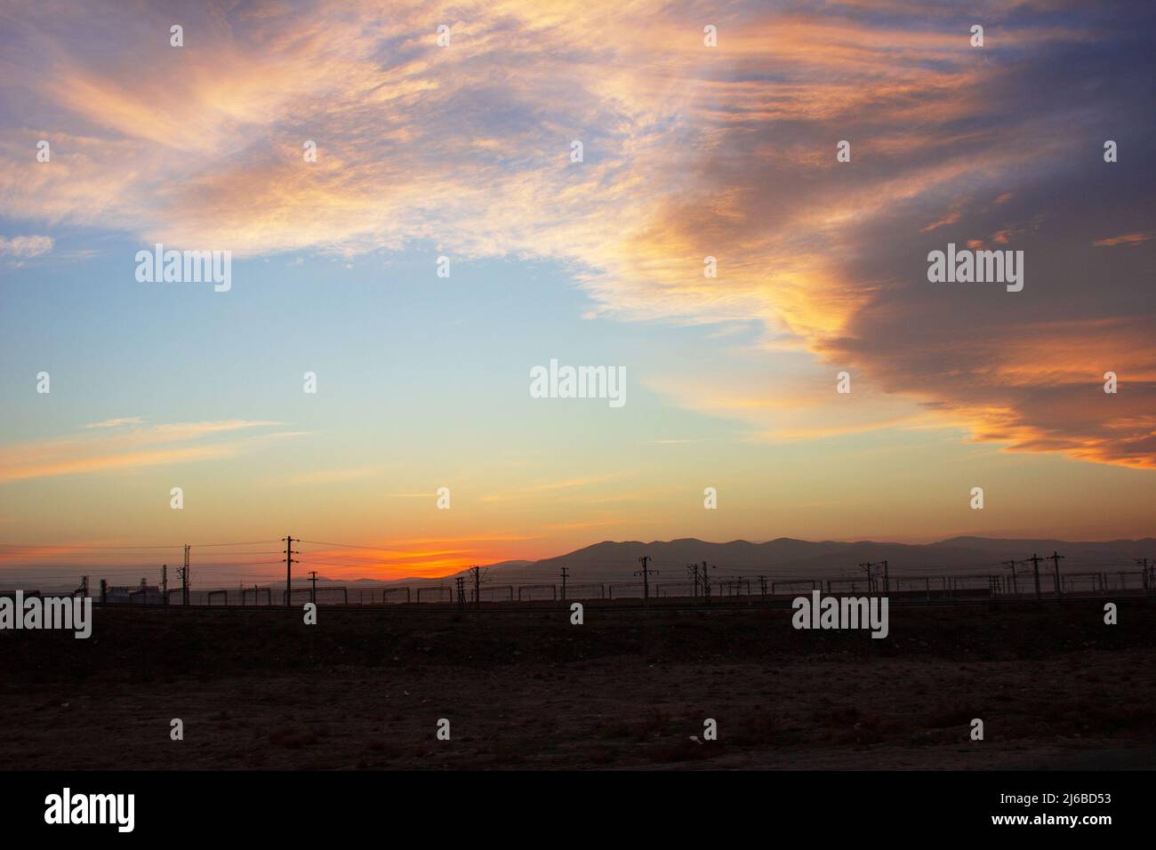 Beautiful sunset by the railroad tracks Stock Photo - Alamy