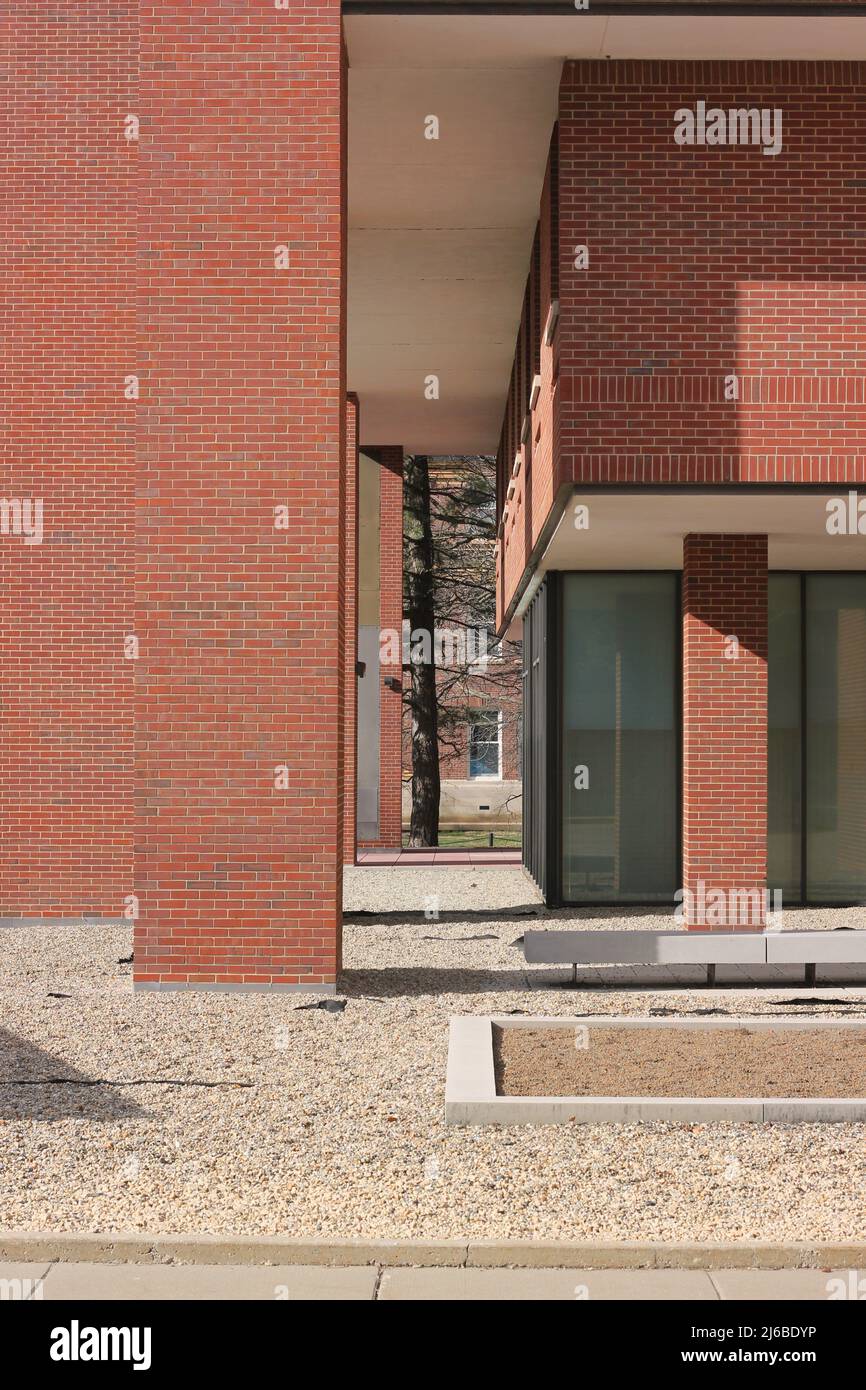 Modern brutalist architecture exemplified in a heavy and bulky brick ...