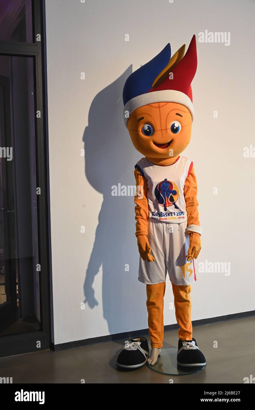 29 April 2022, North Rhine-Westphalia, Cologne: The mascot of the ...