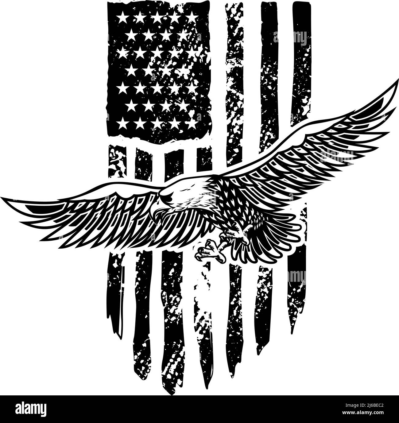 Eagle on american flag background. Design element for logo, emblem ...