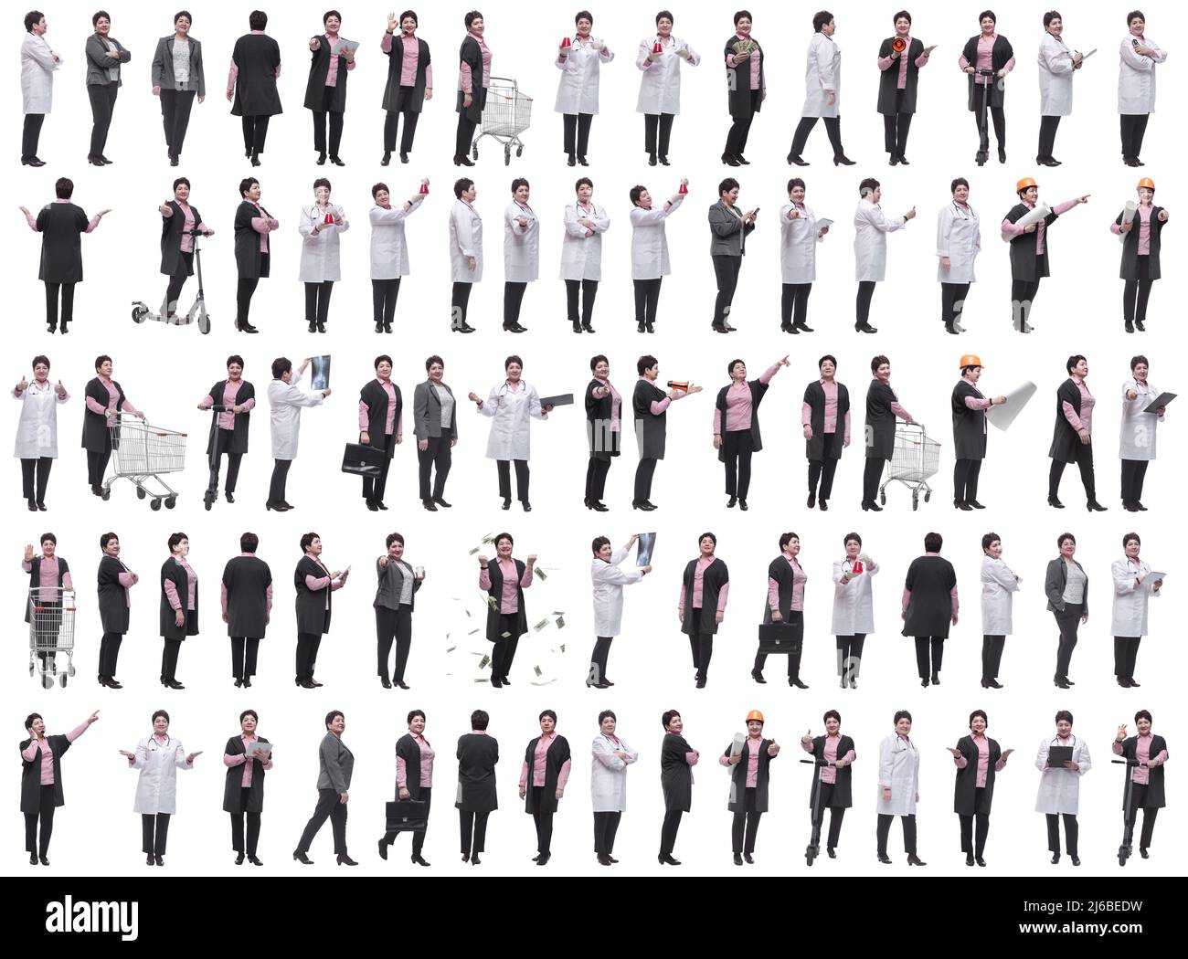 collage of a woman in full growth displaying many professions Stock ...