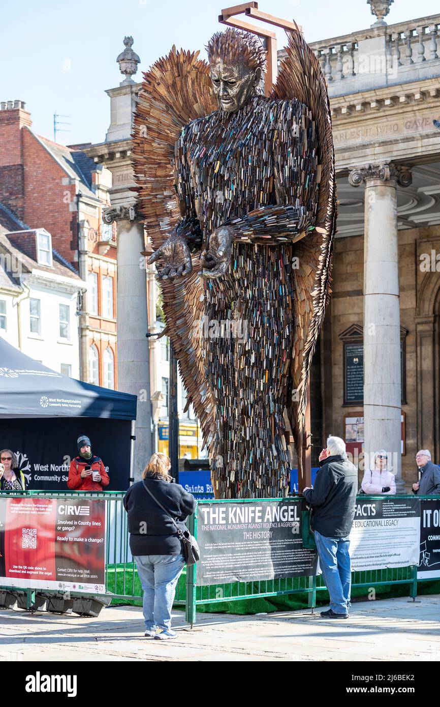 Northampton UK. The 27ft Knife Angel outside All Saints Church in the ...