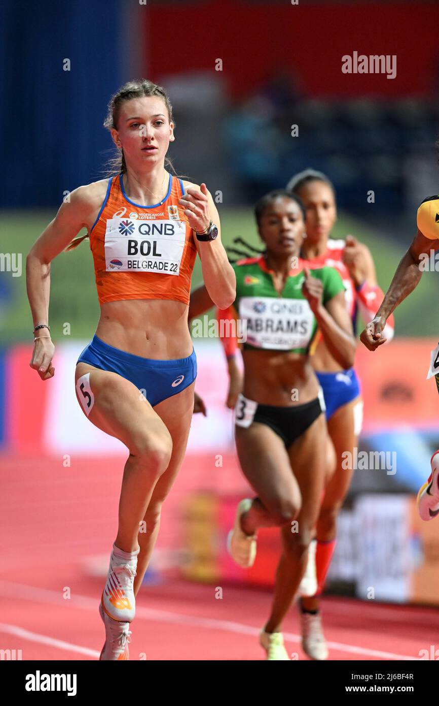 Femke Bol participating in the Belgrade 2022 World Indoor Championships in the 400 meters Stock ...