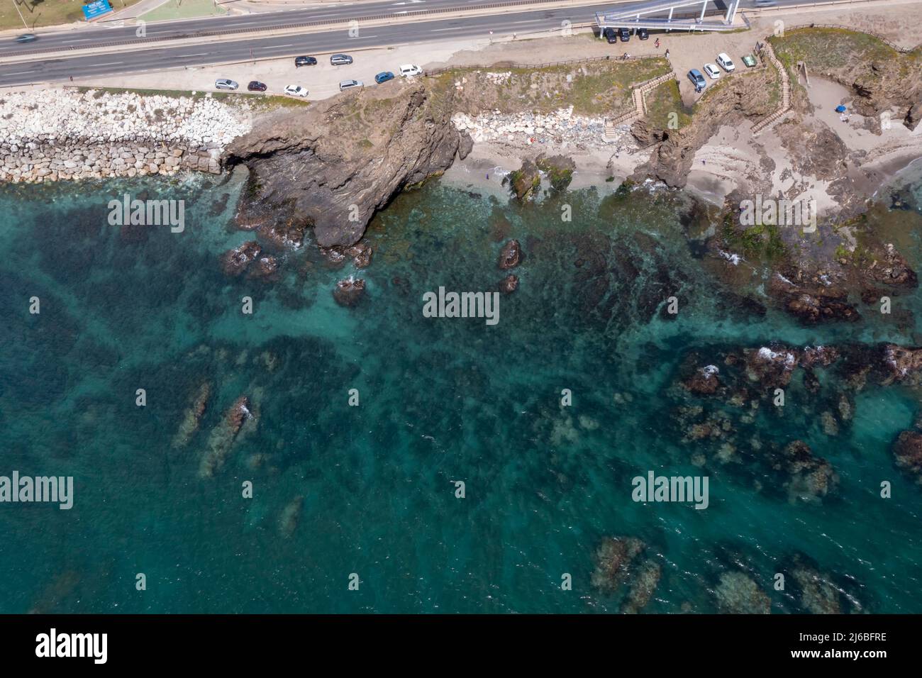 View of the beach of Roc del Priest Rock in the municipality of ...