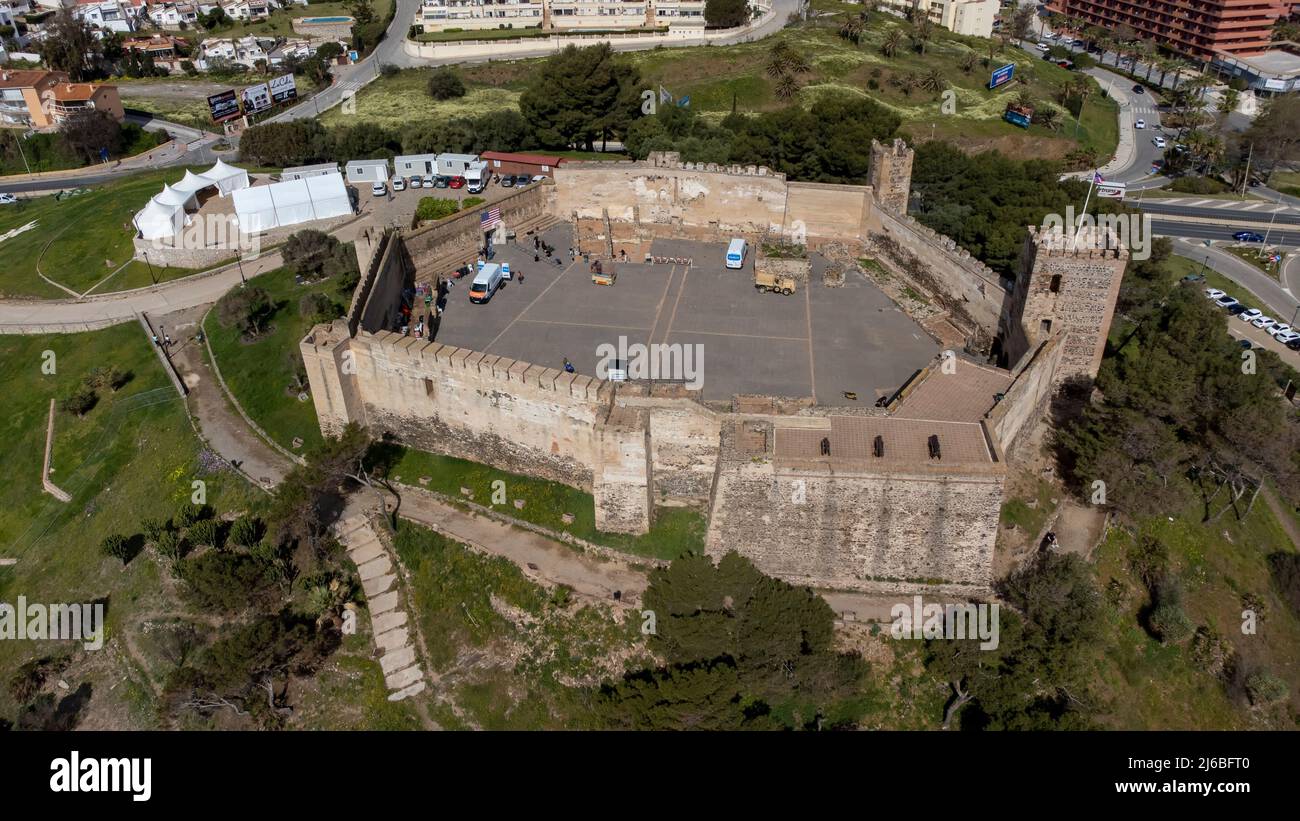 view of the Sohail castle in the municipality of Fuengirola, Andalusia ...