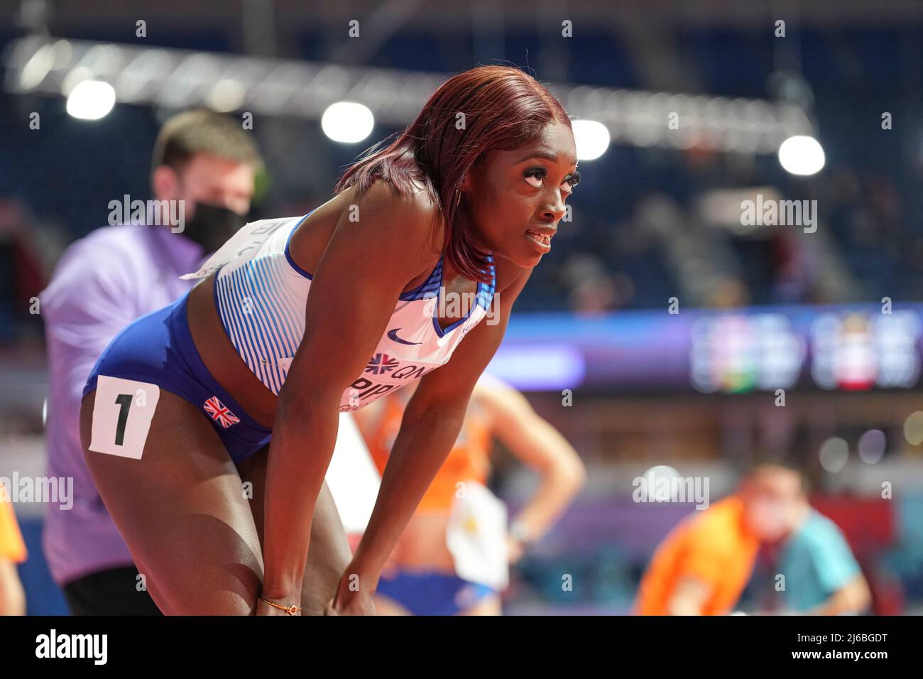Ama Pipi participating in the Belgrade 2022 World Indoor Championships ...