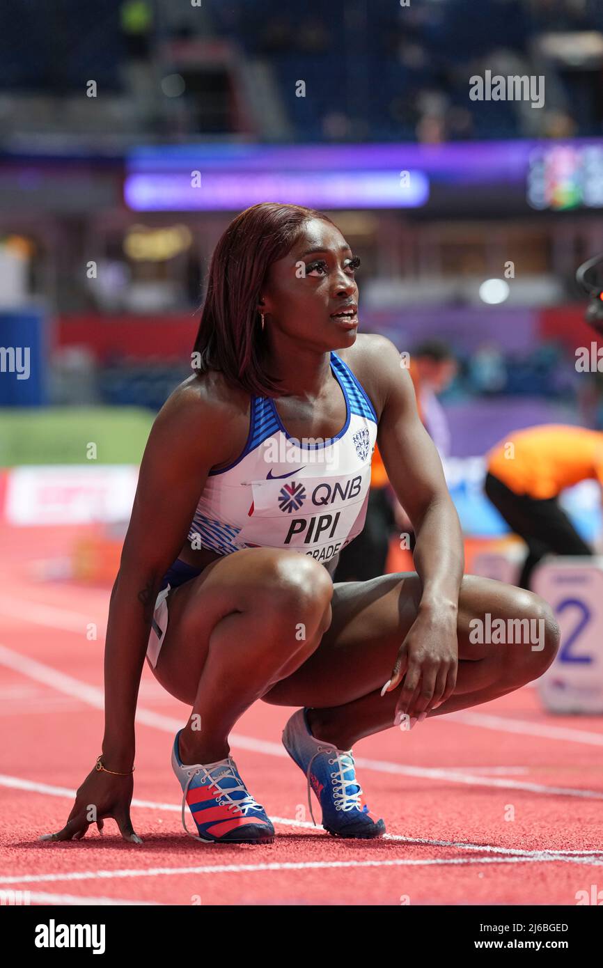 Ama Pipi participating in the Belgrade 2022 World Indoor Championships ...