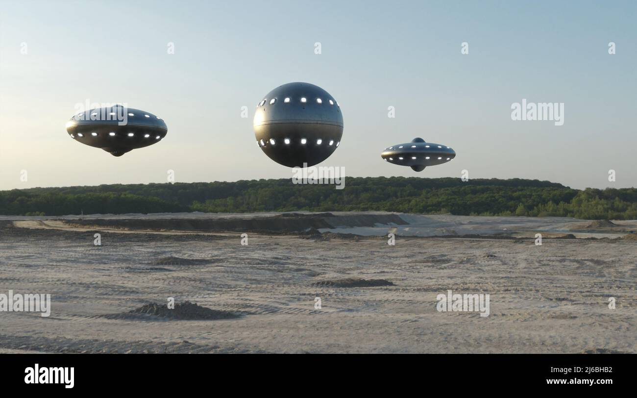 Ufo 3d visualization render hi-res stock photography and images - Alamy