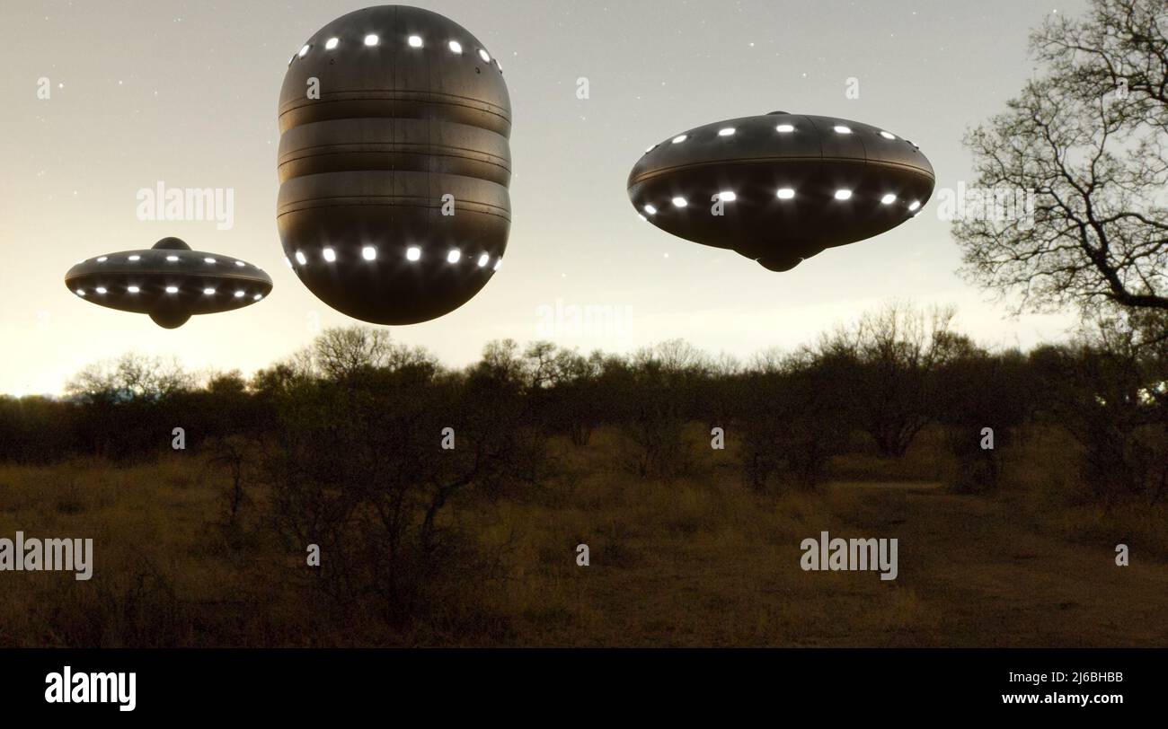 Ufo 3d visualization, 3d render Stock Photo - Alamy