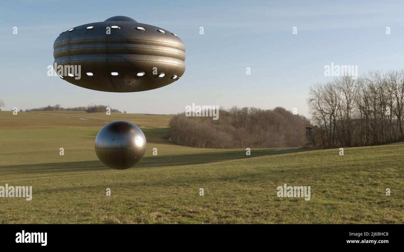 Ufo 3d visualization, 3d render Stock Photo - Alamy