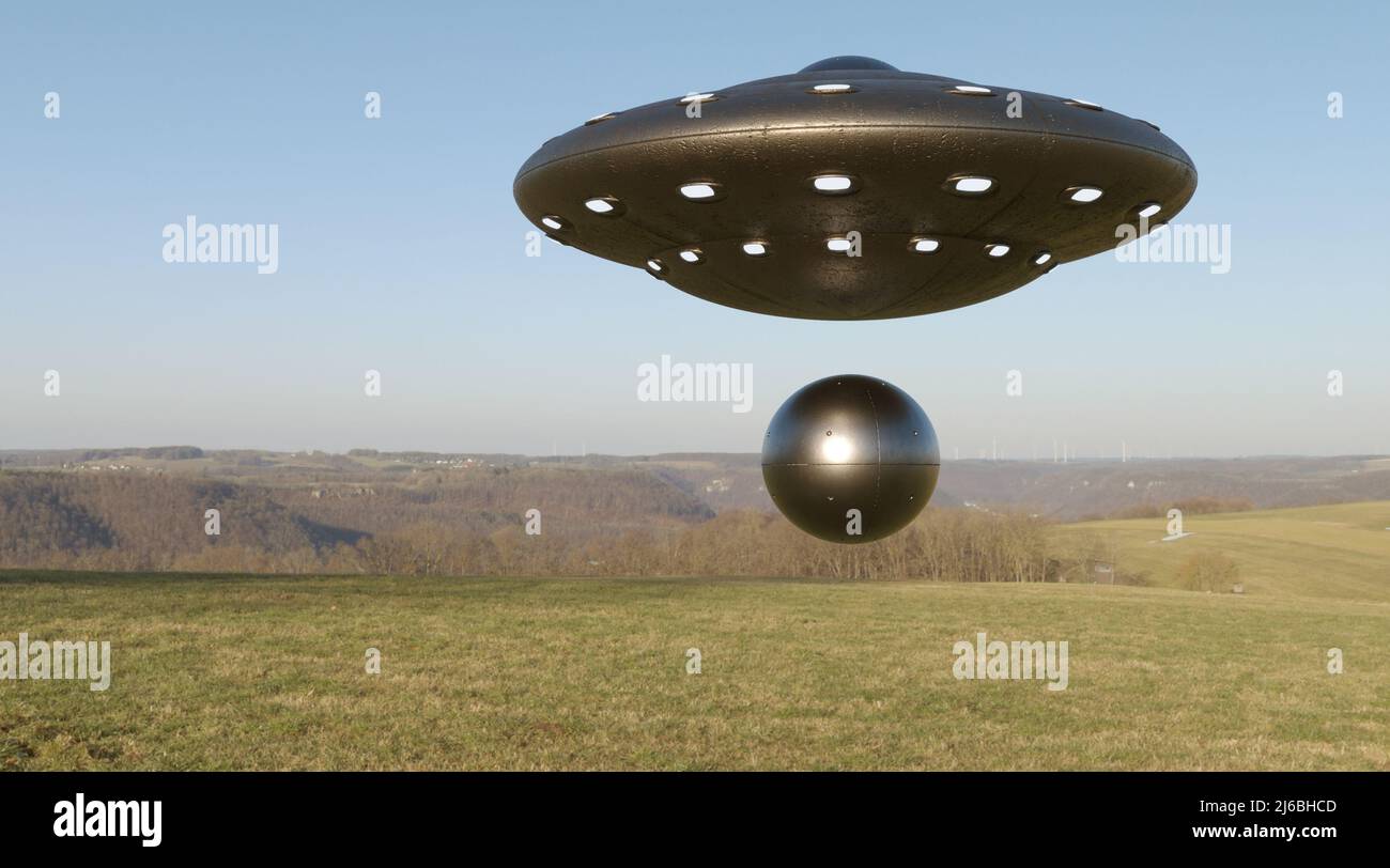 Ufo 3d visualization, 3d render Stock Photo - Alamy