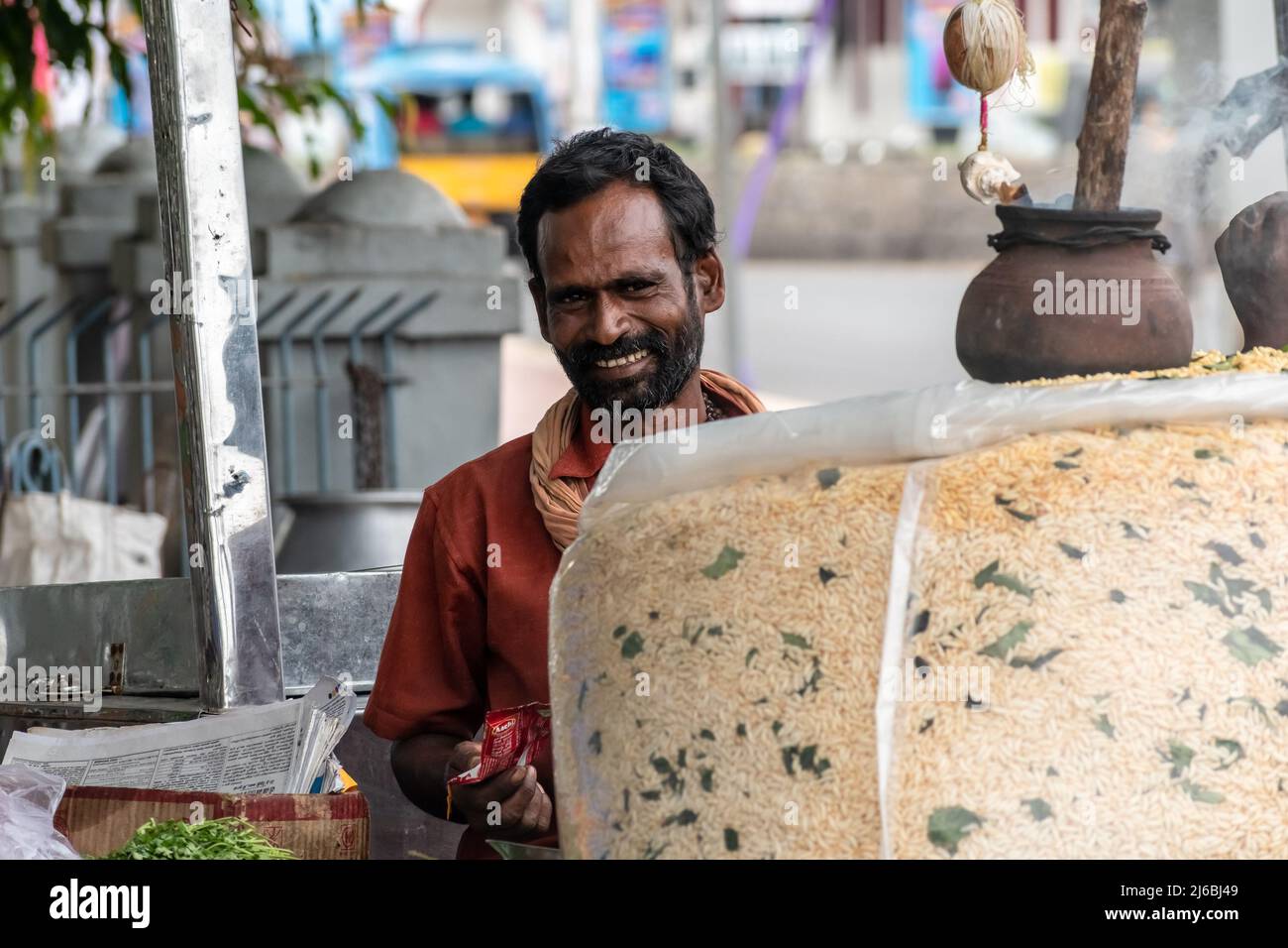 Vellore, Tamil Nadu, India - September 2018: A portrait of a cheerful ...