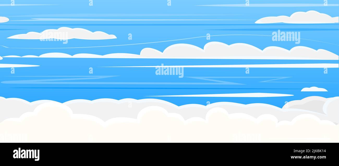 Strong wind in Sky clouds blue. Illustration in cartoon style flat ...