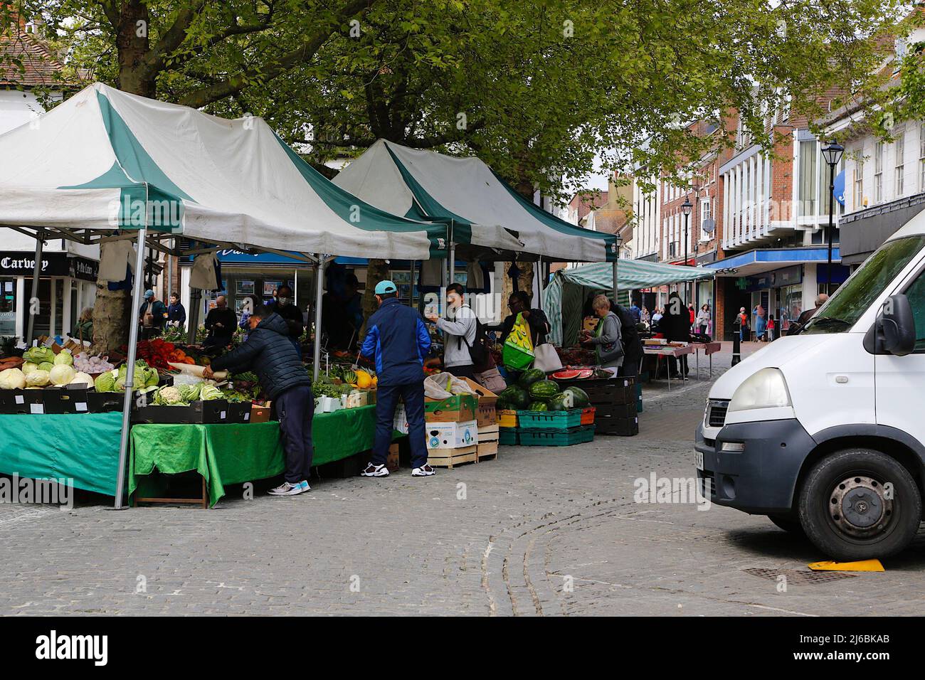 Ashford, Kent, UK. 30 April, 2022. Shopping in the Ashford town centre ...