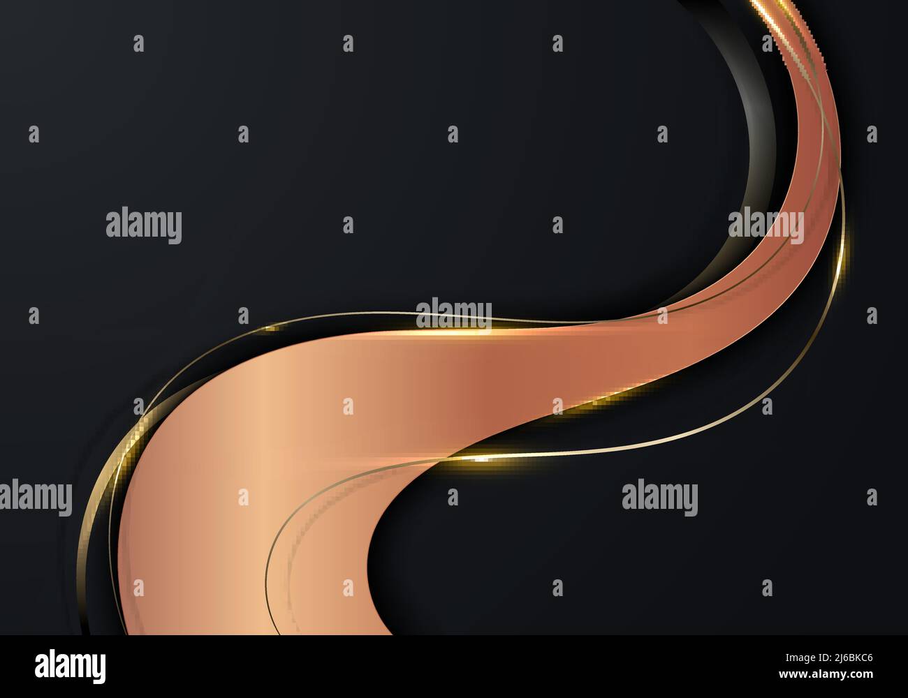 3D modern luxury template design copper metallic curved wave shapes and ...