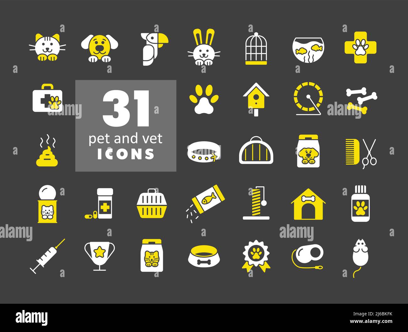 Pet and vet vector glyph icon set. Graph symbol for pet and veterinary ...