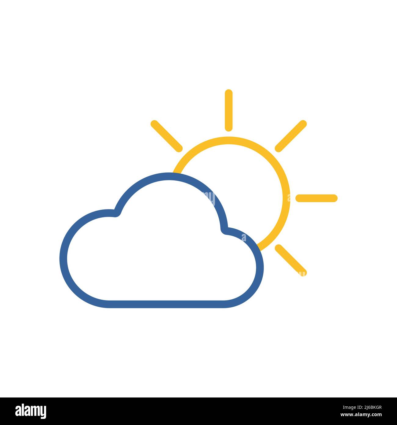 Sun and cloud isolated vector icon. Meteorology sign. Graph symbol for ...