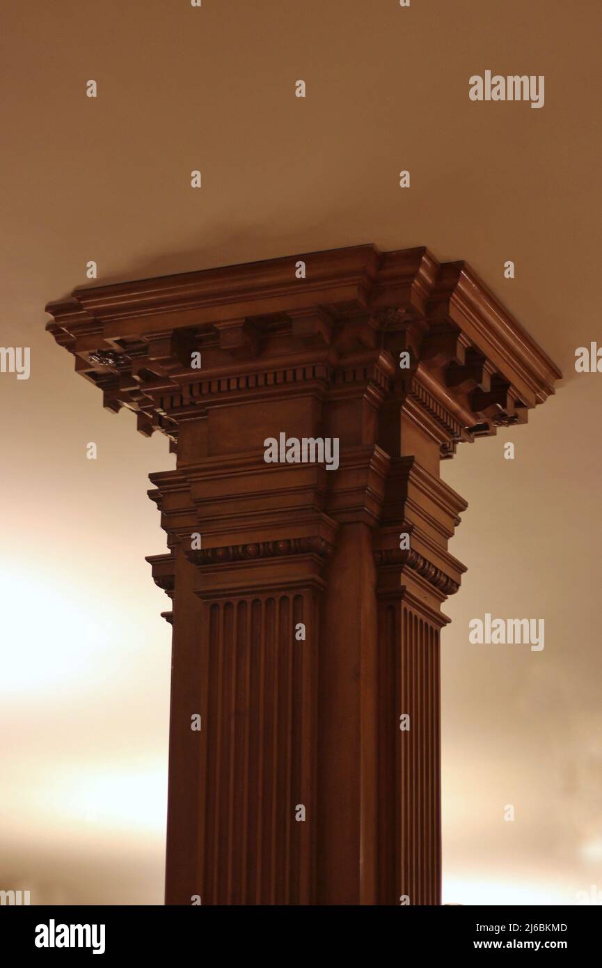 Beautiful elaborate carved wood columns Stock Photo - Alamy