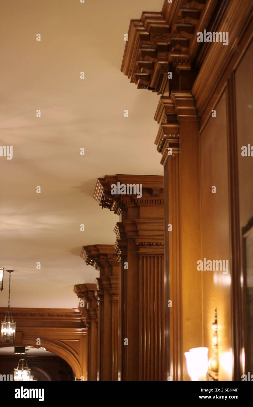 Beautiful elaborate carved wood columns Stock Photo - Alamy