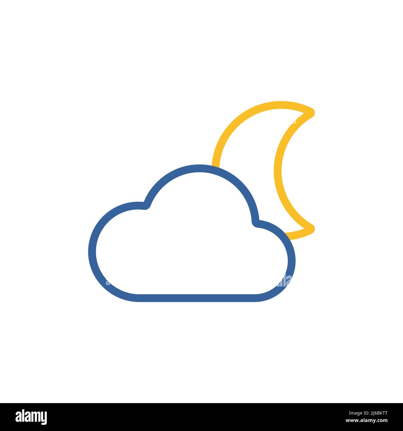 Moon and clouds isolated vector icon. Meteorology sign. Graph symbol ...
