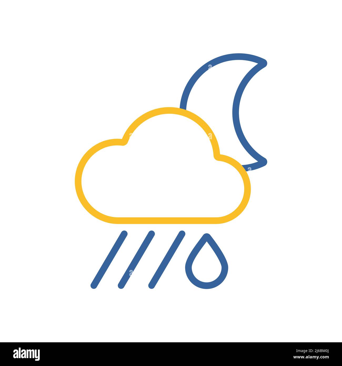 Raincloud with raindrop moon vector icon. Meteorology sign. Graph ...