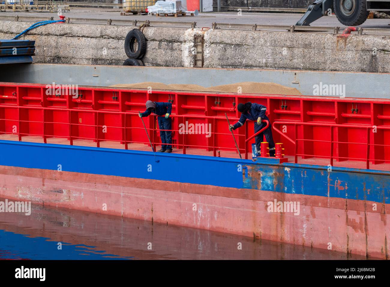 29 April 2022. Harbour, Buckie, Moray, Scotland. This is 2 crew ...