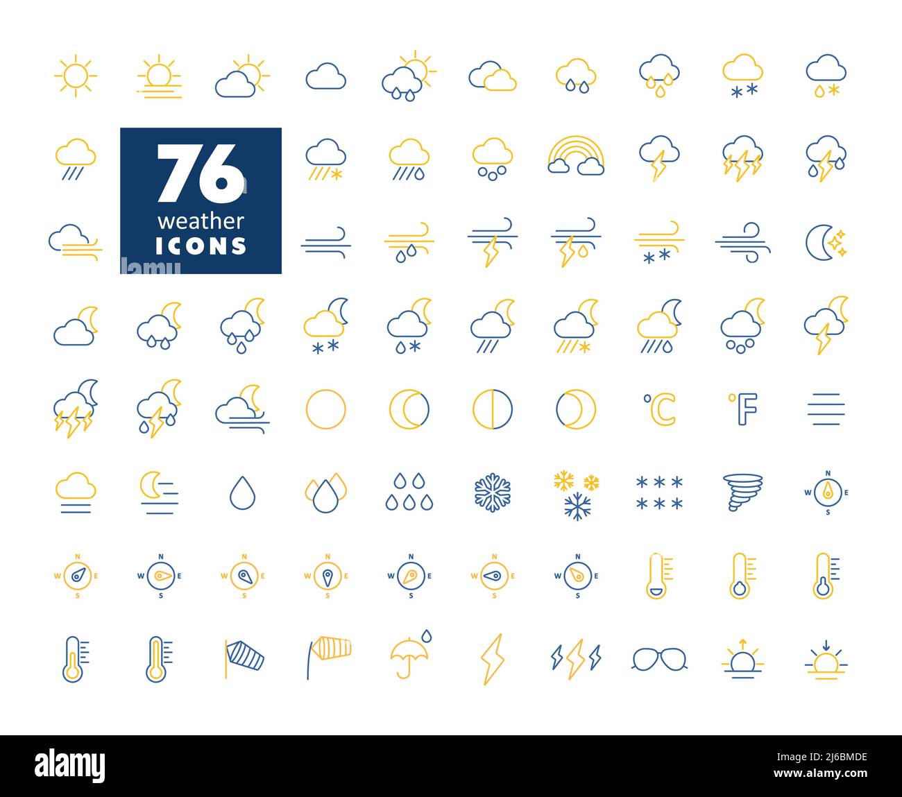 Vector weather forecast isolated icon set. Meteorology sign. Graph ...