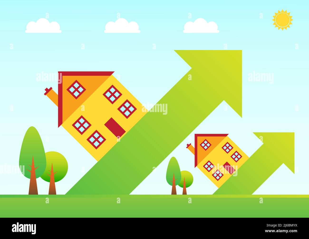 House Arrows Up Illustration Stock Photo - Alamy