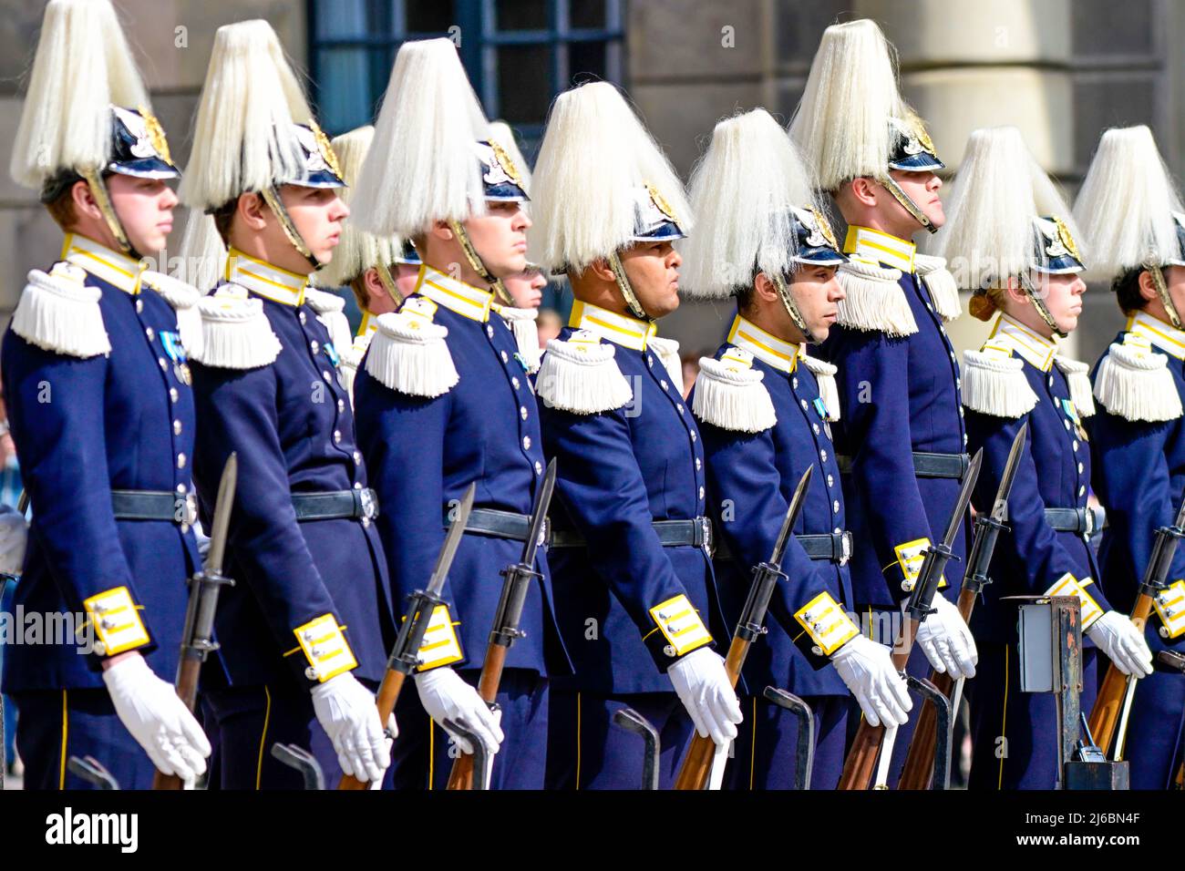 Swedish Royal Guards during 76th birthday celebrations of the Swedish ...