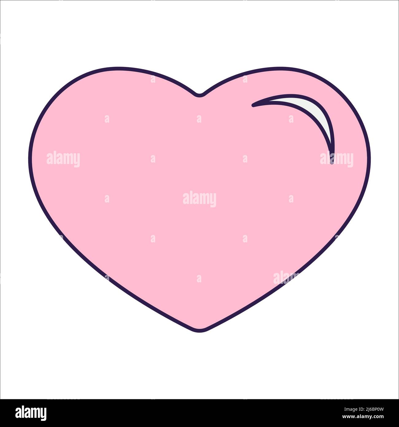 Retro Valentine Day icon heart. Love symbols in the fashionable pop ...