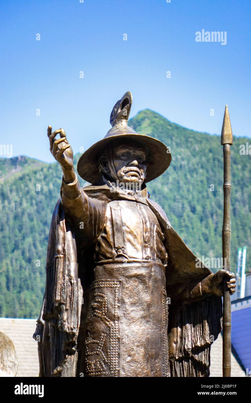 Chief Johnson A Tlingit Indian Chief On The Rock Statue In Ketchikan ...